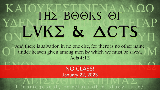 No Bible Class This Sunday – LifeBridge Community Church